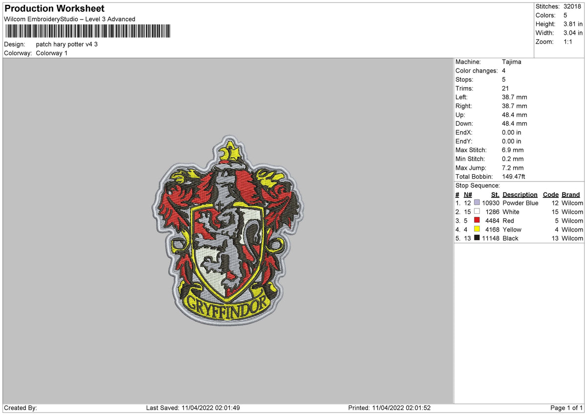 Patch Harry Potter V4 Embroidery File 4 size – Master Digitizer