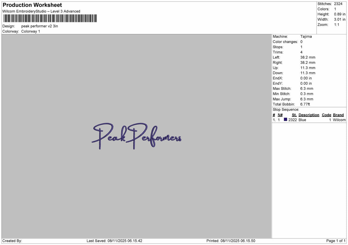 Peak Performers Embroidery File – Master Digitizer