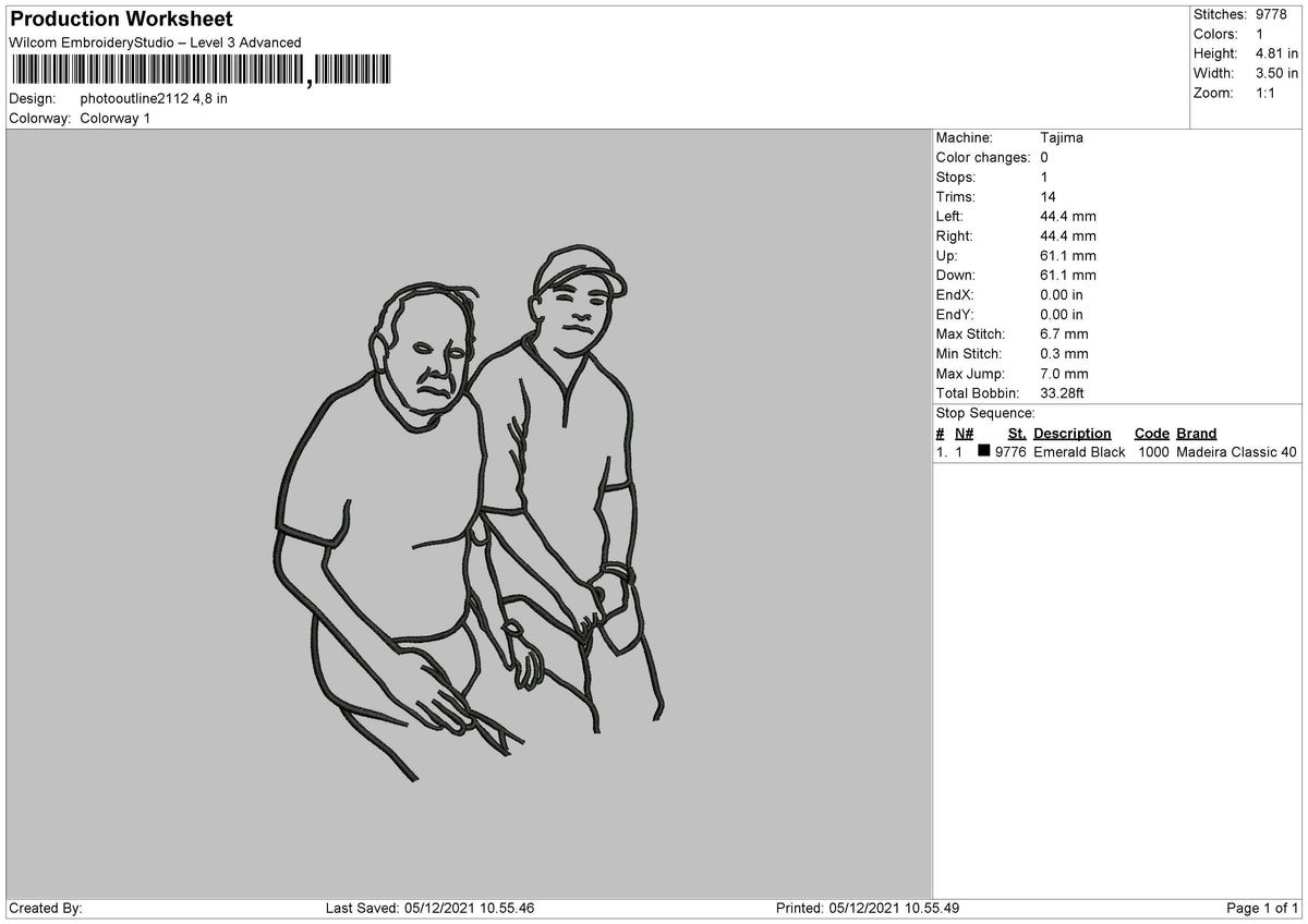 Photo Outline 2112 Embroidery File 4 size – Master Digitizer