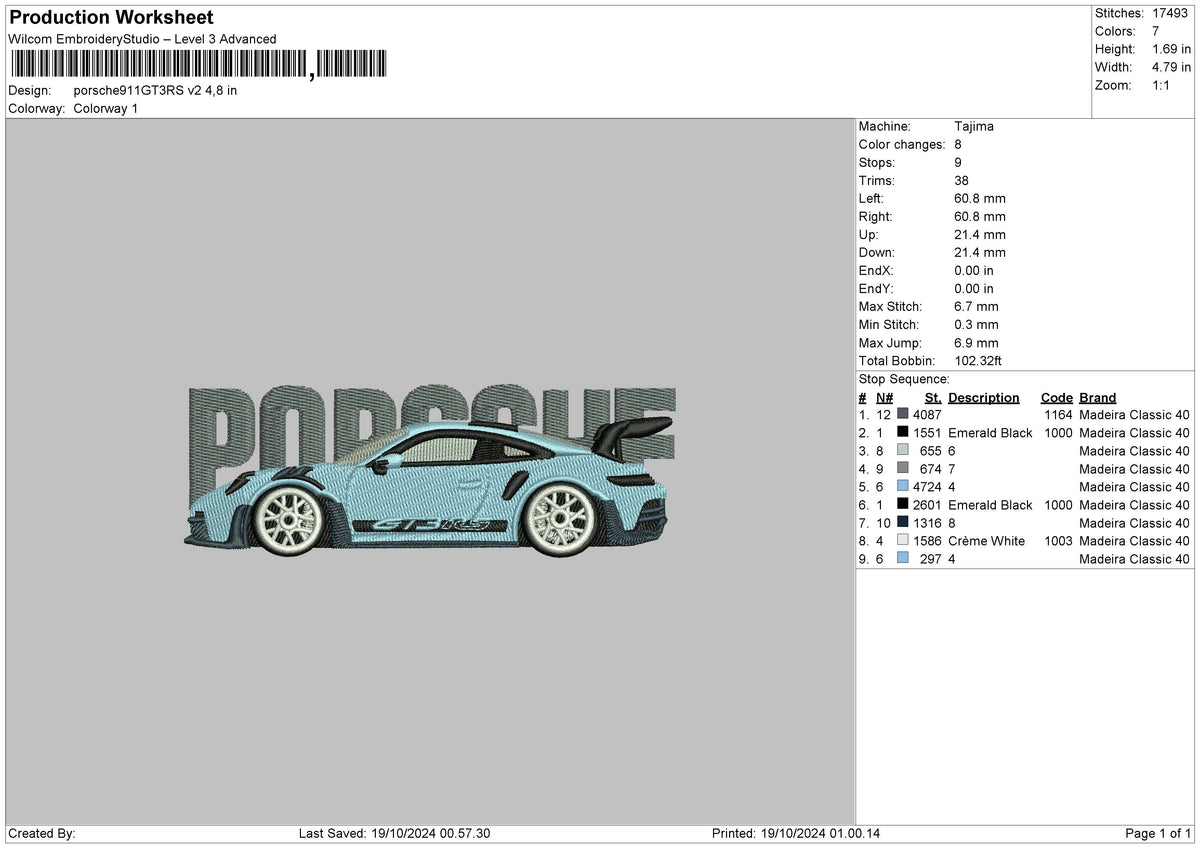 Porscheblue Embroidery File 6 sizes – Master Digitizer