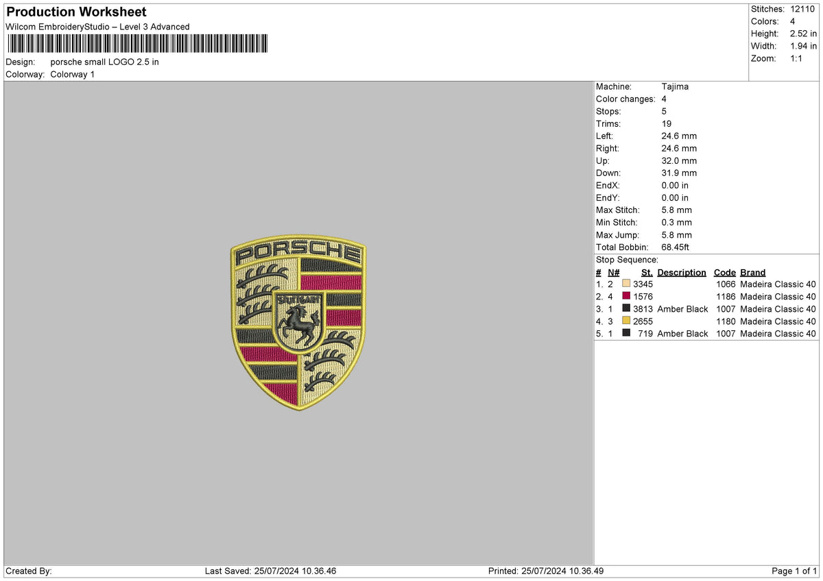 Porsche Small Embroidery File 6 sizes – Master Digitizer