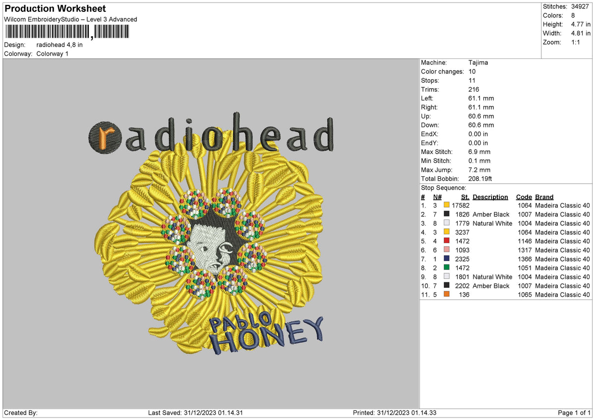 Radio Flower Embroidery File 6 sizes – Master Digitizer