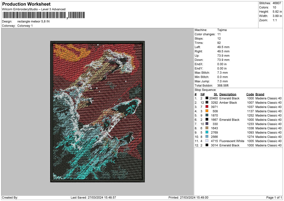 Rectangle Meteor Embroidery File 6 sizes – Master Digitizer