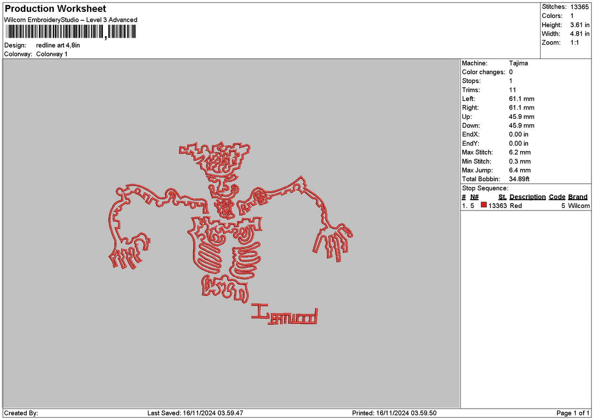 Redline Embroidery File 6 sizes – Master Digitizer