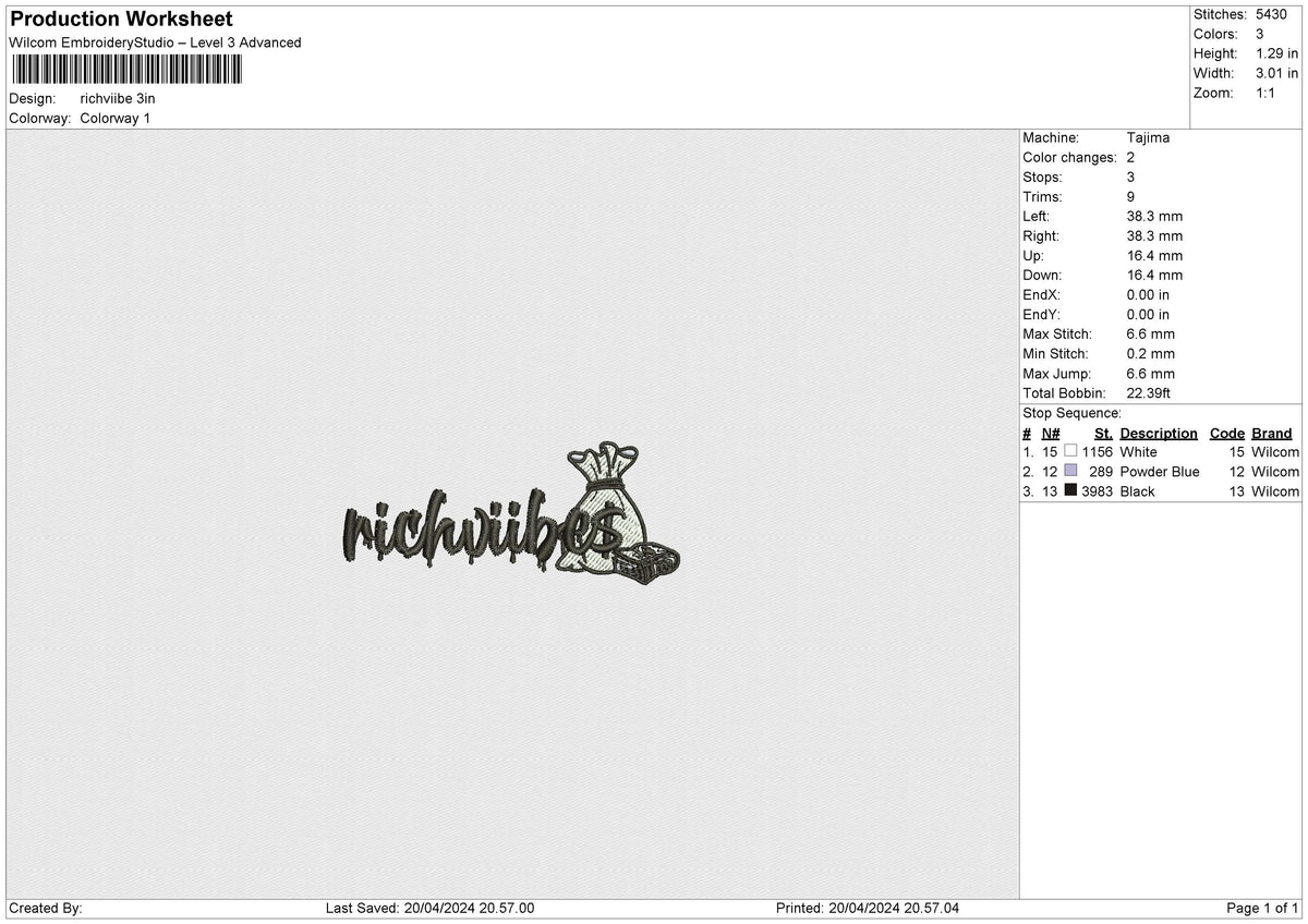 Rich Text Embroidery File 6 sizes – Master Digitizer