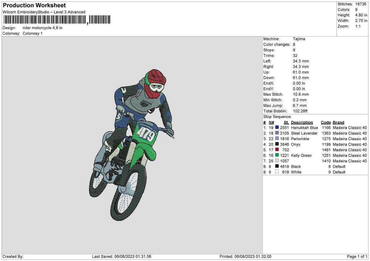 Rider Motorcycle Embroidery File 6 sizes – Master Digitizer