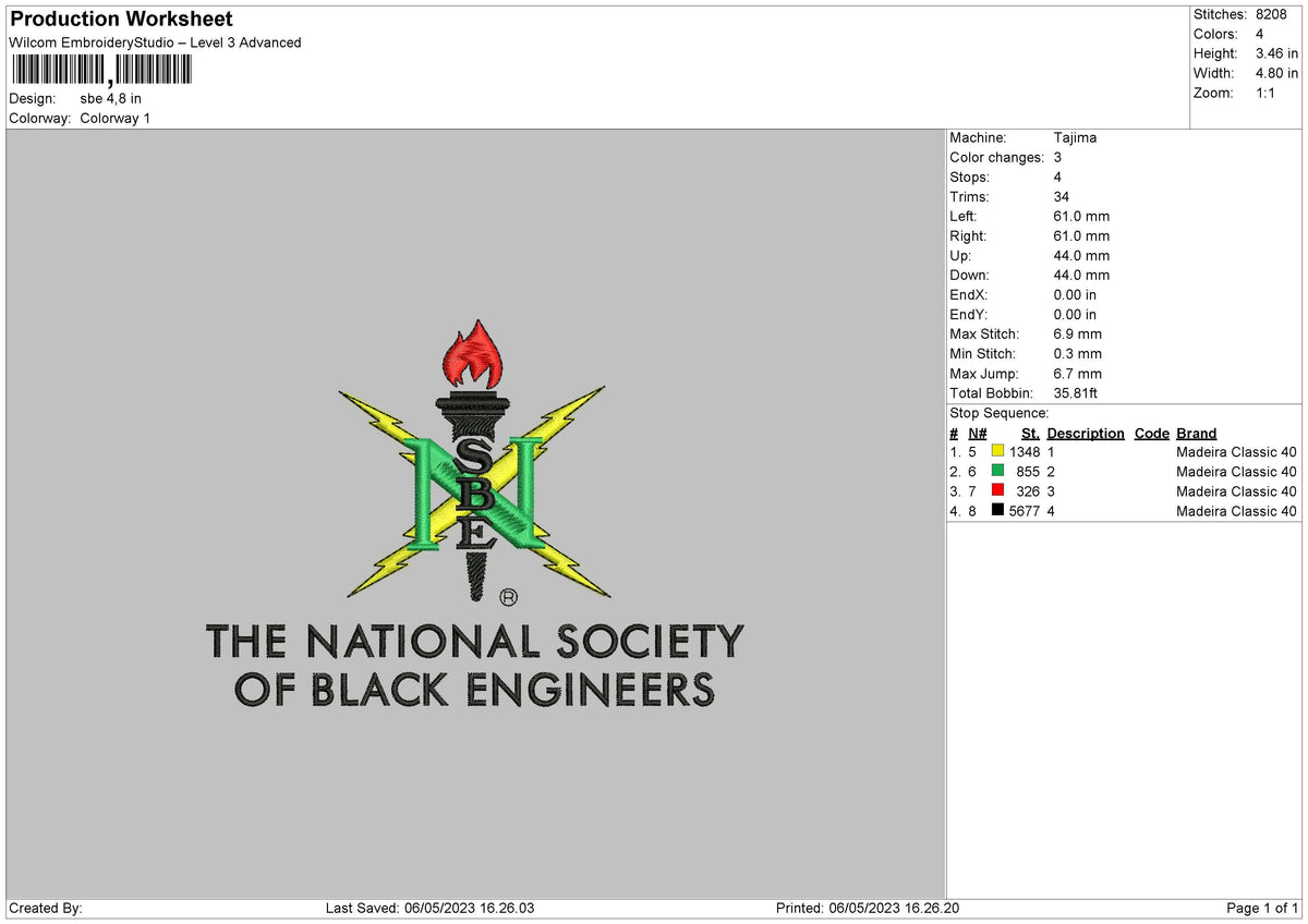 Sbe Embroidery File 6 sizes – Master Digitizer