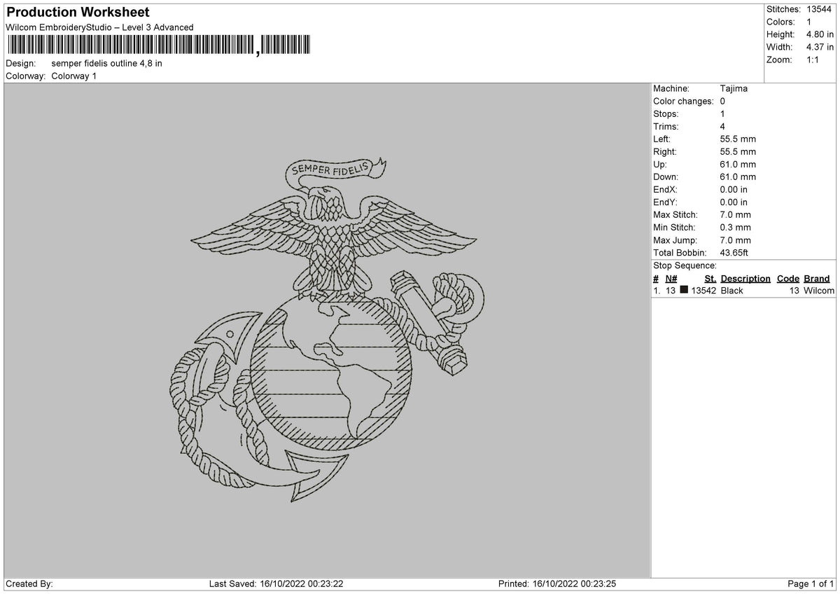 Samper Fidelis Outline Embroidery File 6 sizes – Master Digitizer