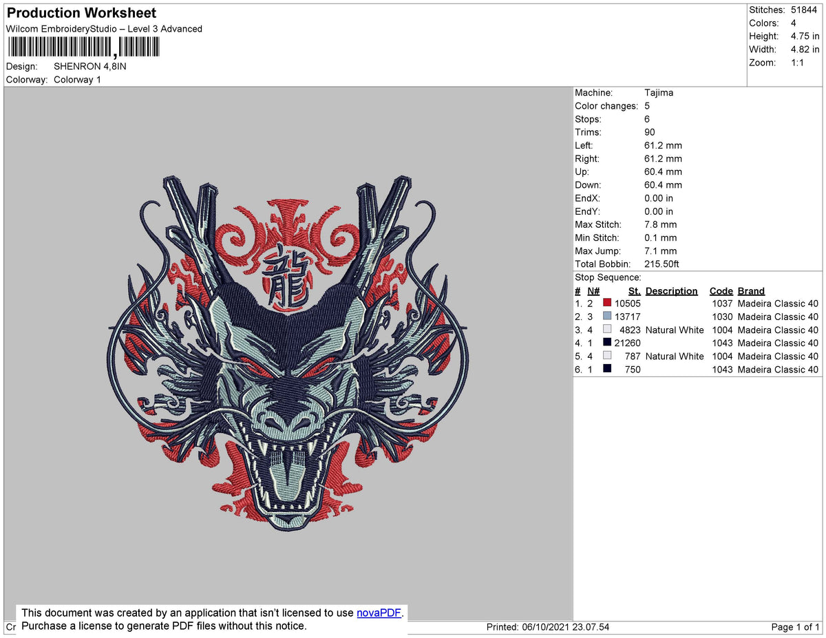 Shenron Embroidery File 4 size – Master Digitizer