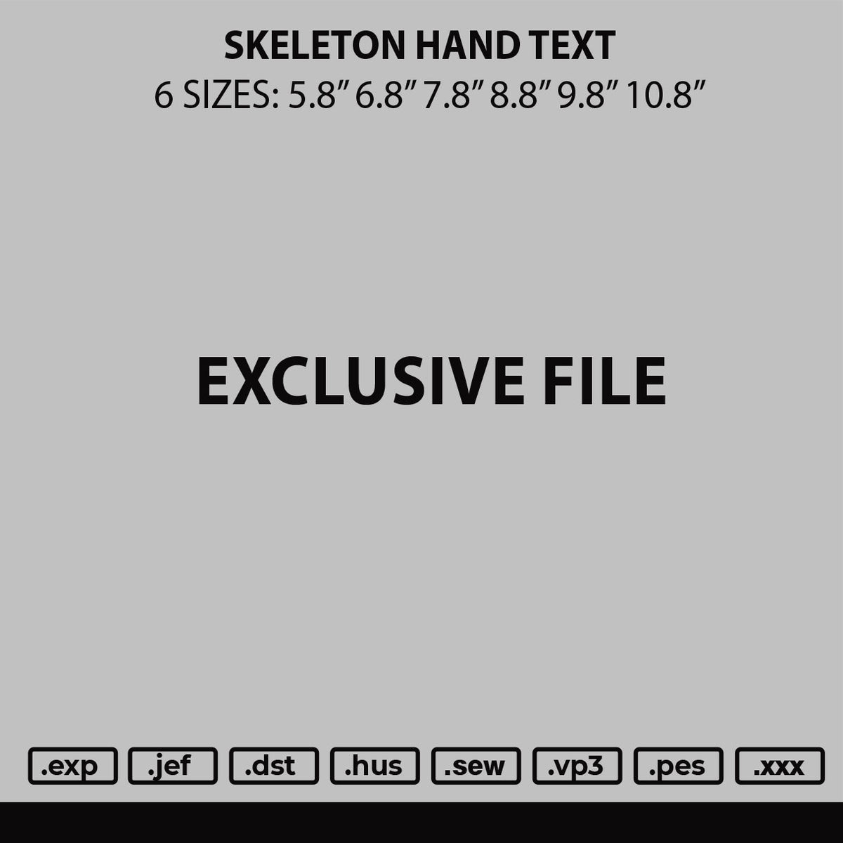 Skeleton Hand Text Embroidery File 6 sizes – Master Digitizer