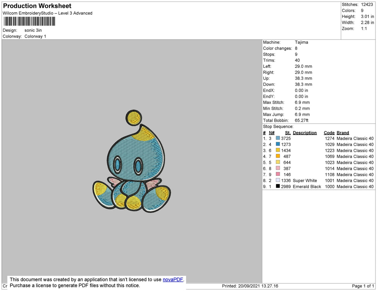 Sonic Embroidery File 4 size – Master Digitizer