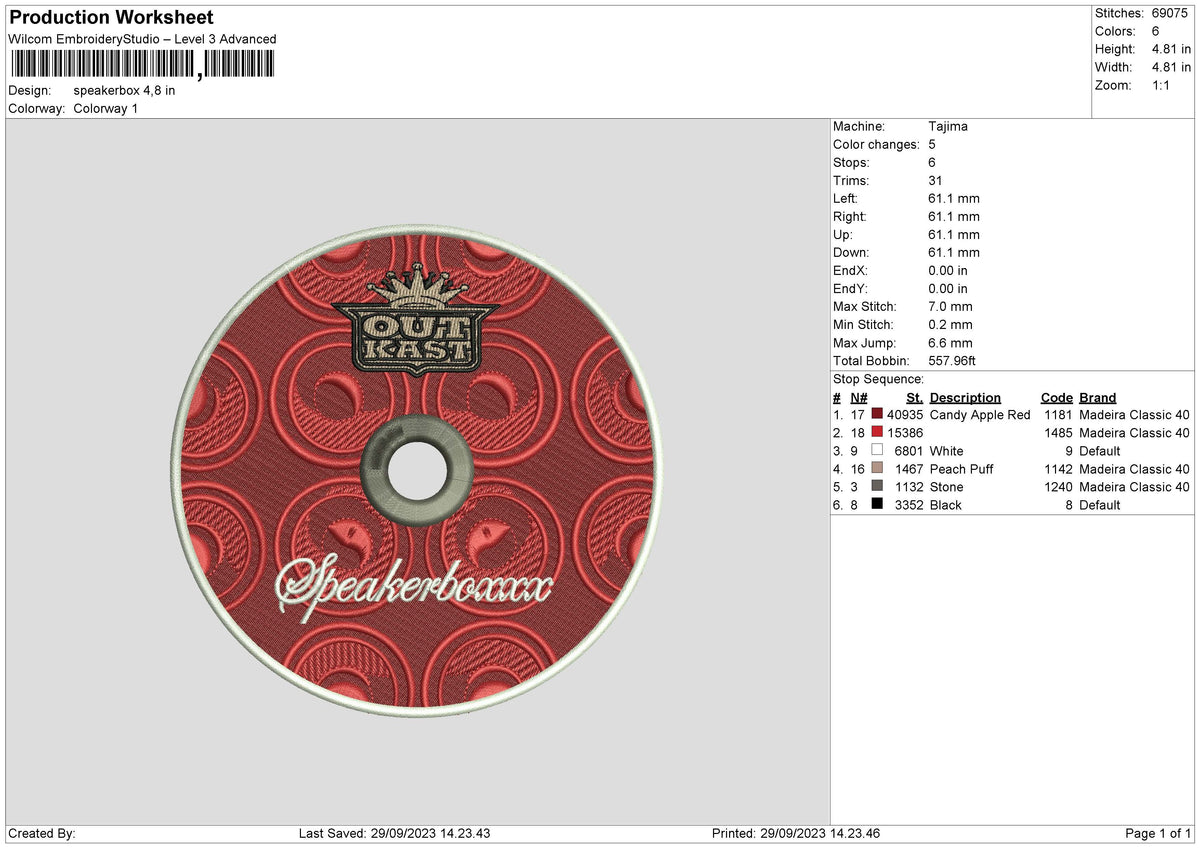 Speakerbox Embroidery File 6 sizes – Master Digitizer