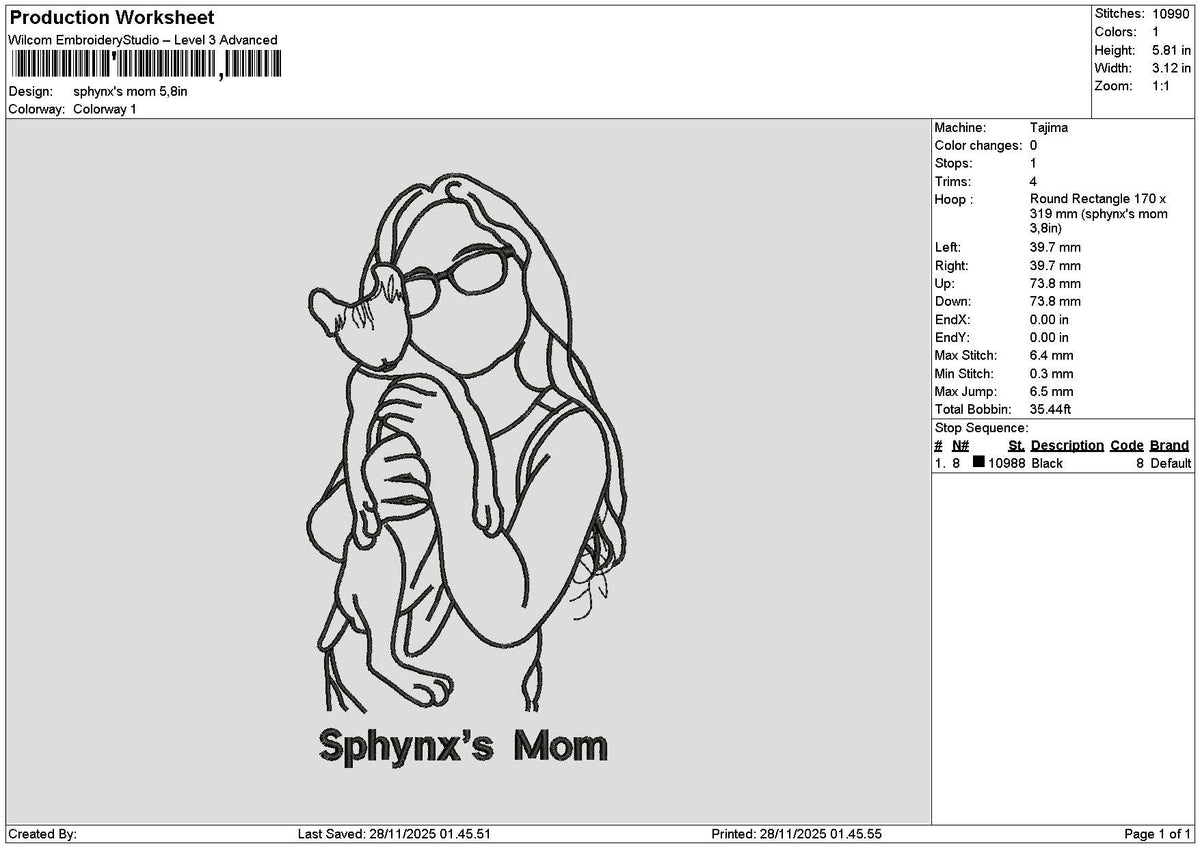 Mom Outline 2811 Embroidery File 6 sizes – Master Digitizer