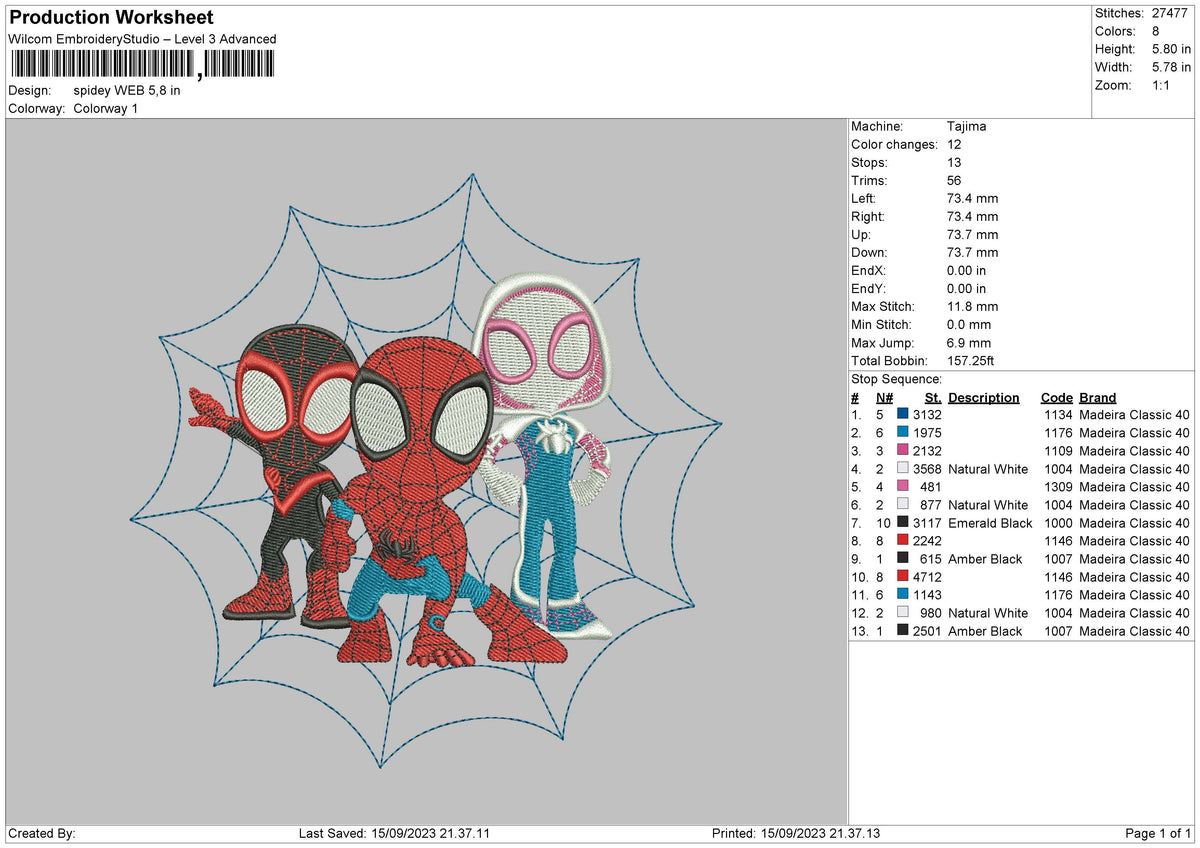 Spiders 1509 Embroidery File 6 sizes – Master Digitizer