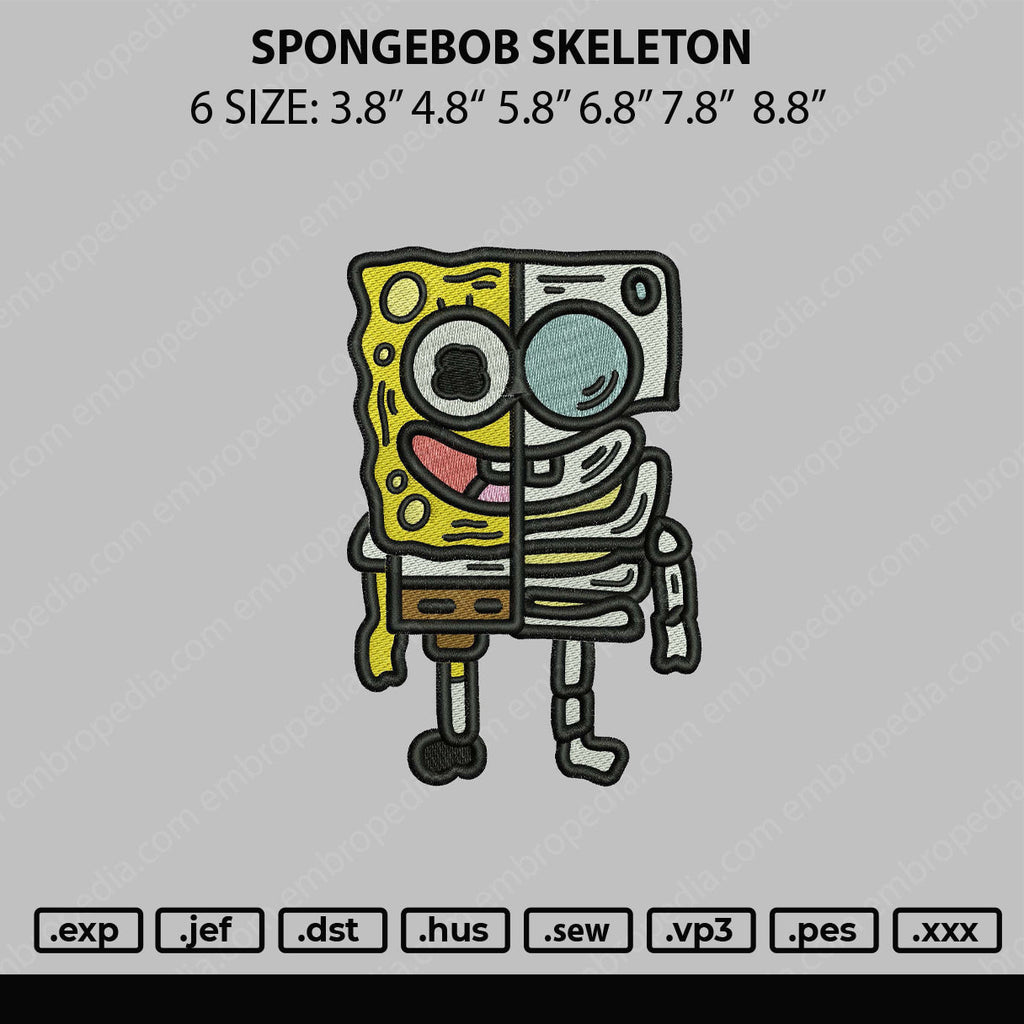 Spongebob Skeleton Emboidery File 6 sizes – Master Digitizer