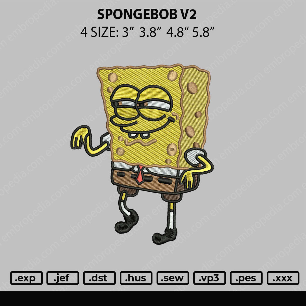 Spongebob V2 Embroidery File 4 size – Master Digitizer