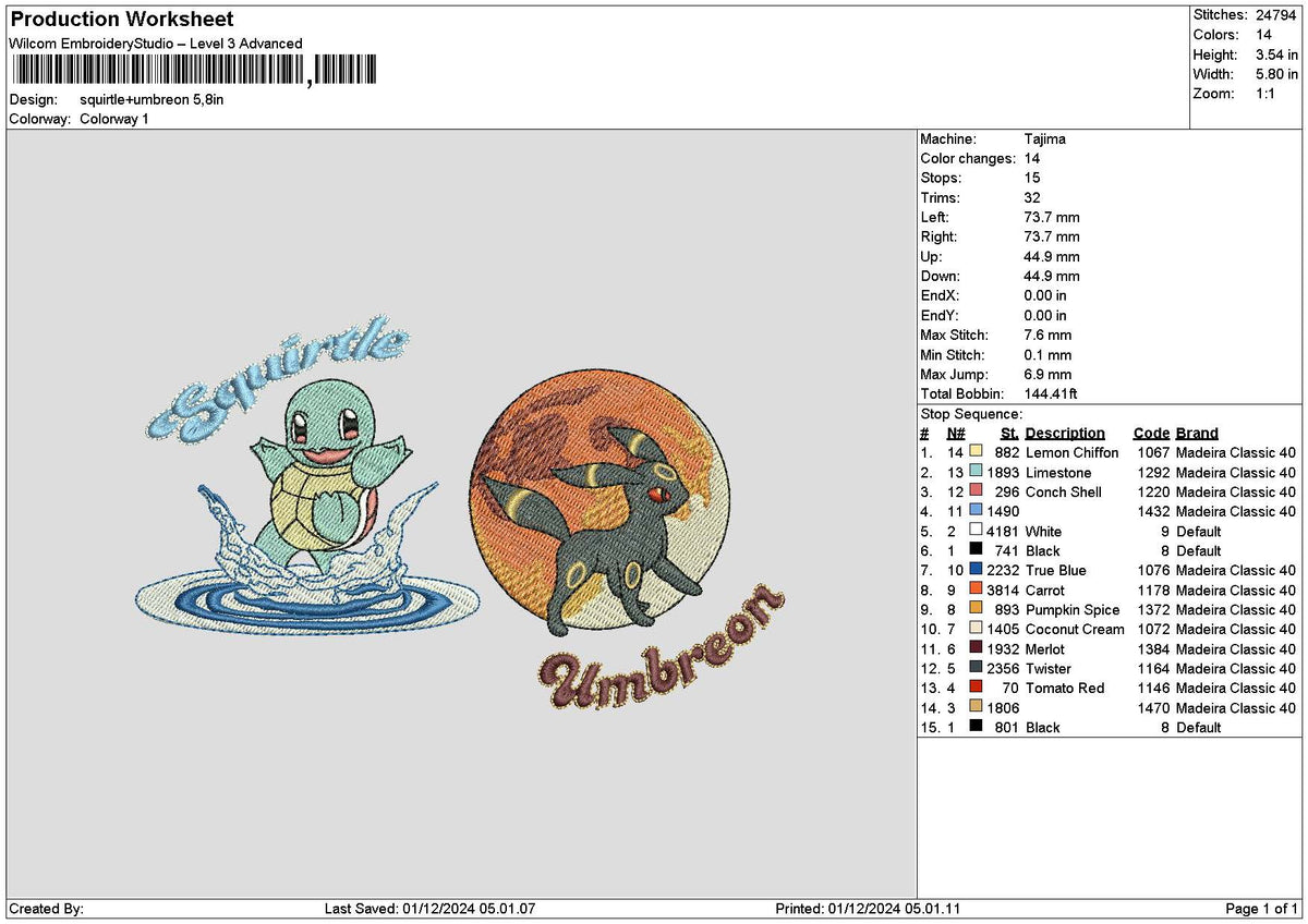 Squirtleumbreon Embroidery File 6 sizes – Master Digitizer