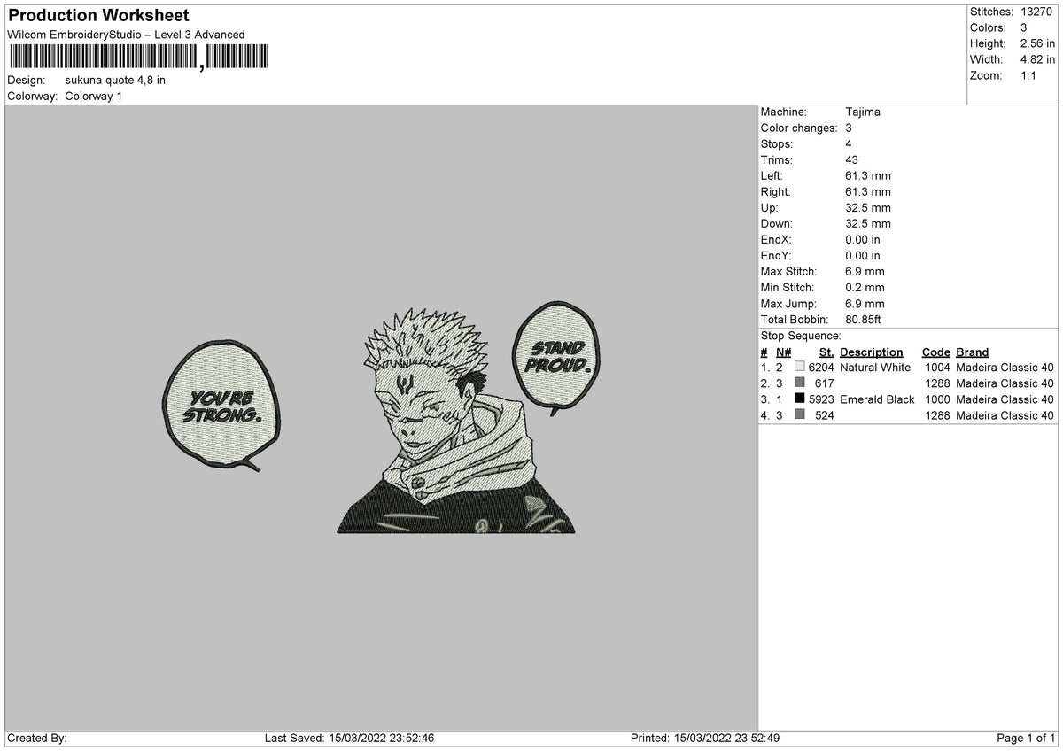 Sukuna Quote Embroidery File 4 size – Master Digitizer