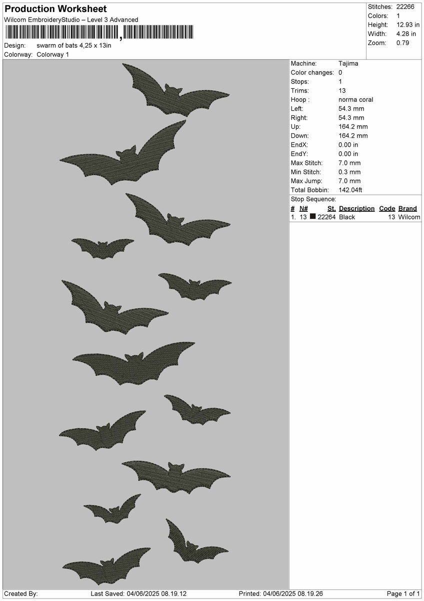 Swarm of bats Embroidery File – Master Digitizer