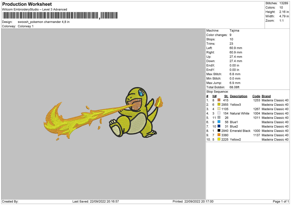 Swoosh Pokemon Charmander Embroidery File 6 sizes – Master Digitizer