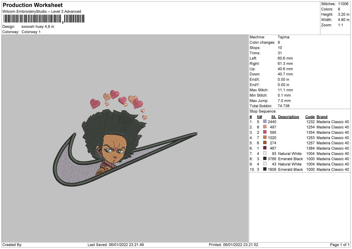 Swoosh Huey Embroidery File 4 size – Master Digitizer