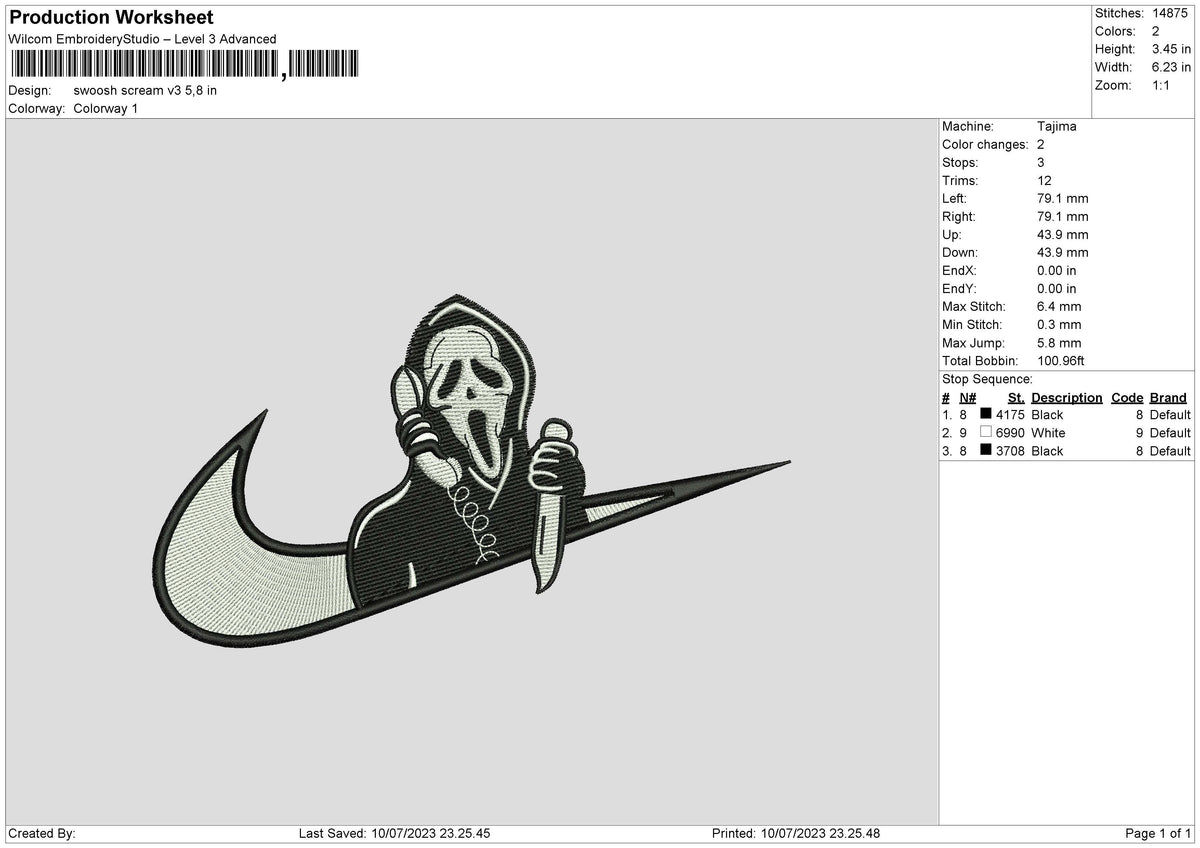 Swoosh Scream Embroidery File 6 sizes – Master Digitizer