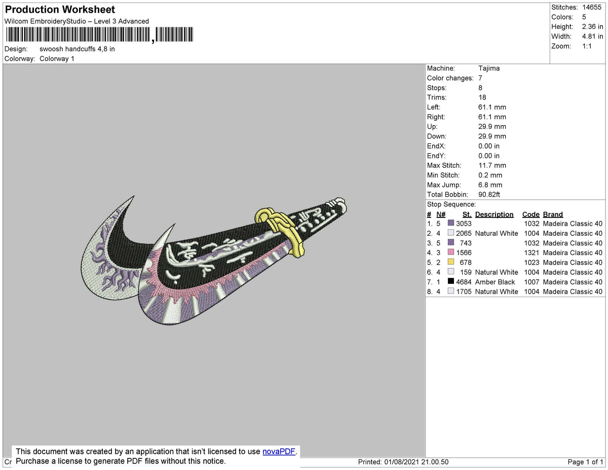 Swoosh Handcuffs Embroidery File 4 size – Master Digitizer