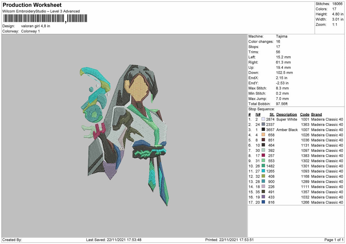 Valoran Girl Embroidery File 4 size – Master Digitizer