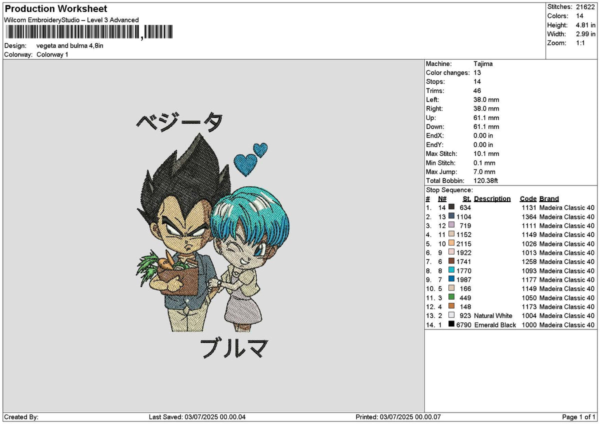 Vegeta Chibi Embroidery File 6 sizes – Master Digitizer