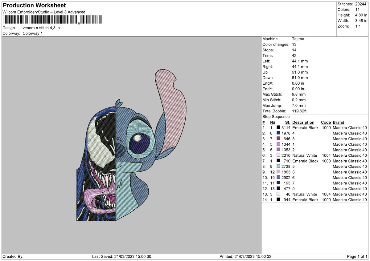 Venom Stitch Embroidery File 6 sizes – Master Digitizer