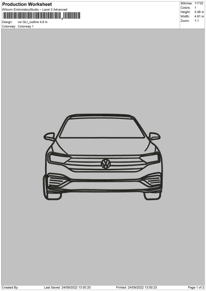 VW Gli Outline V2 Embroidery File 5 sizes – Master Digitizer