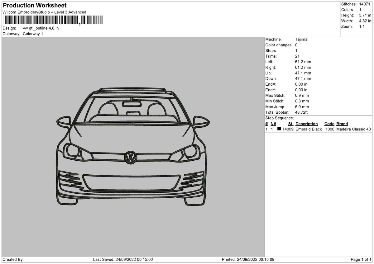 VW GTI Embroidery File 5 sizes – Master Digitizer
