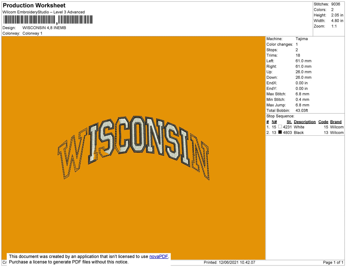 Wisconsin Embroidery File 4 size – Master Digitizer