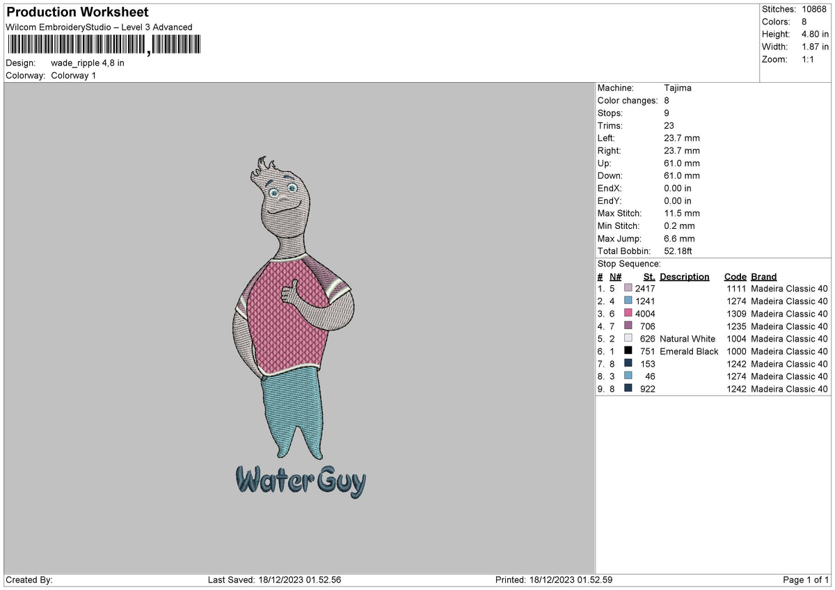 Water 1812 Embroidery File 6 sizes – Master Digitizer